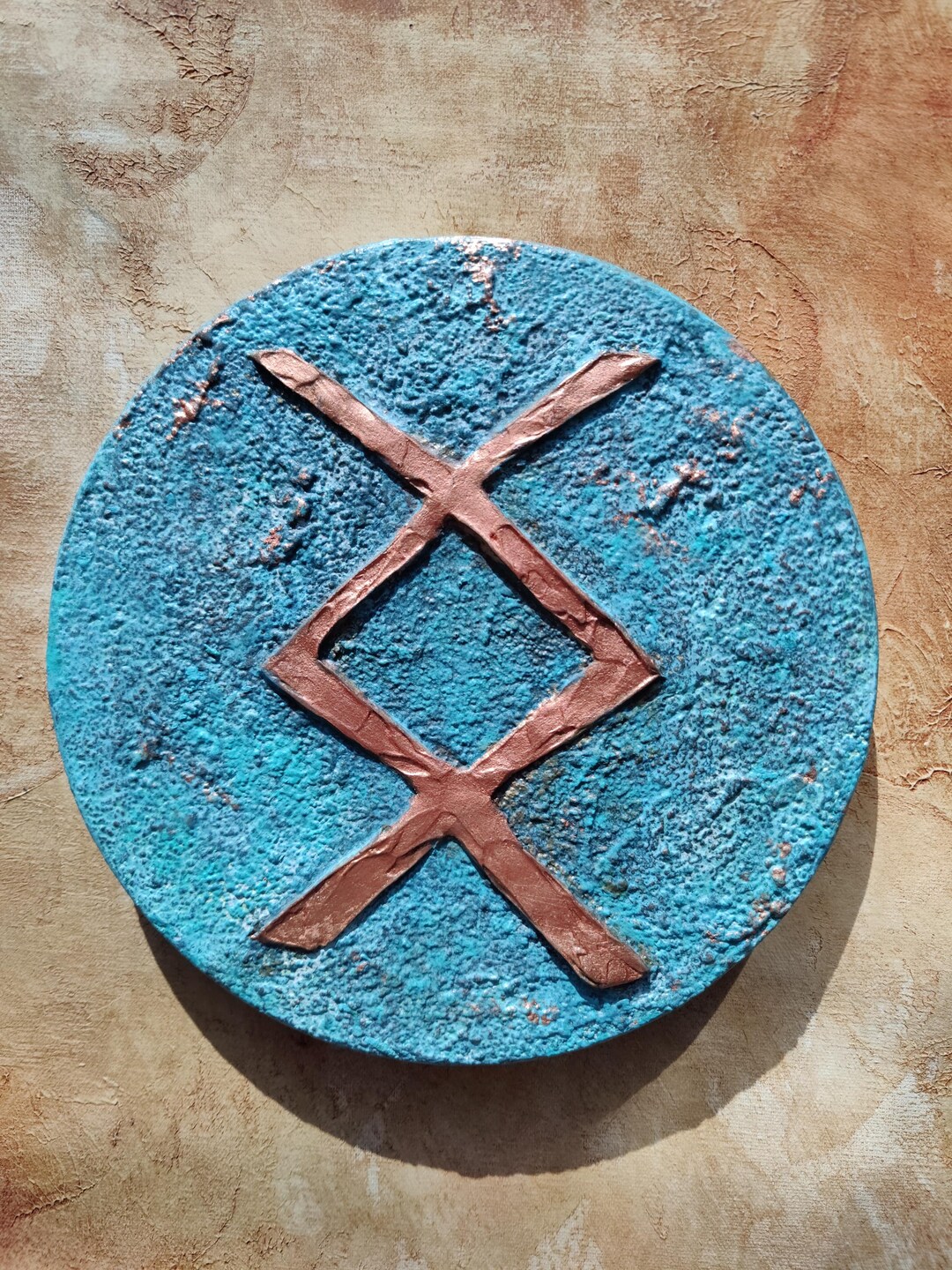 Copper Wall Art Rune Inguz Mini Artwork Patina Wall Art Small Painting ...