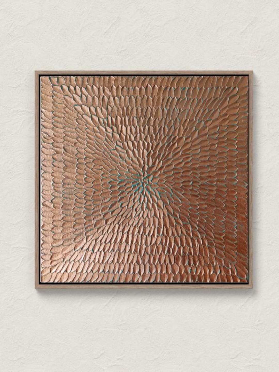 Oversized Copper Wall Art With Teal Patina 3D Textured Abstract Decor ...