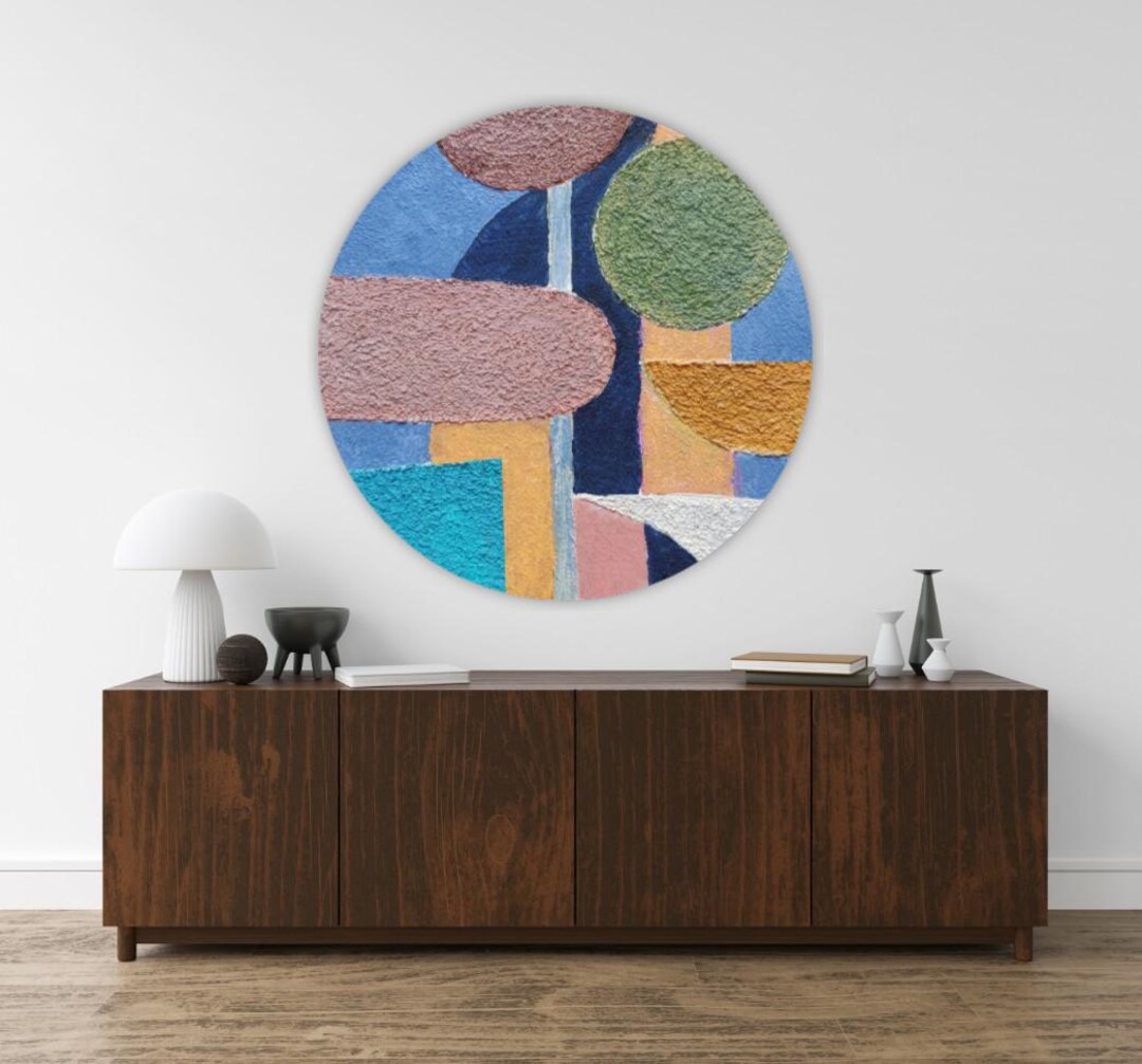 Circle Painting Mid Century Modern Art Painting Textured Wall Art ...