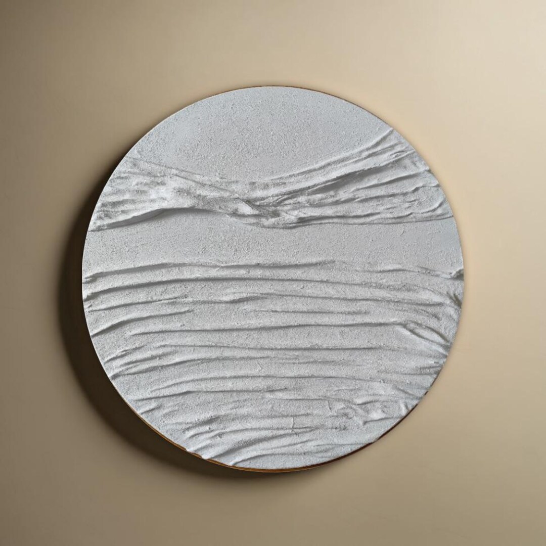 Round Wall Art Ivory Textured Painting Circle Wall Decor - Etsy