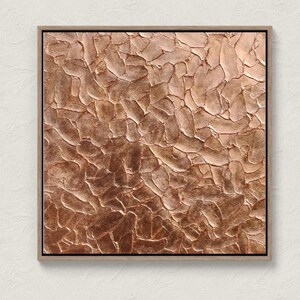 Large Copper Leaf Textured Wall Art Handmade Artwork on Canvas Living ...