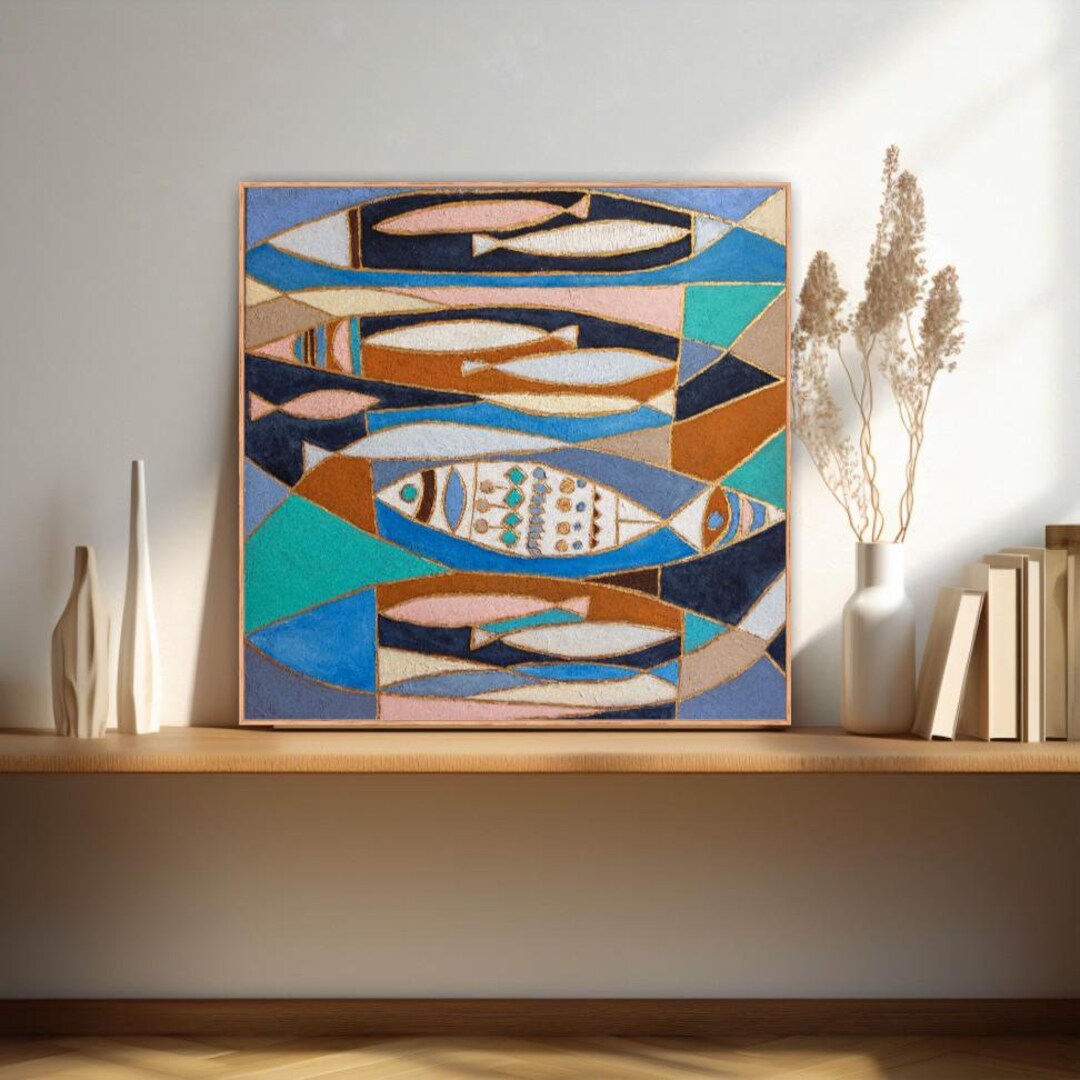 Mid Century Art Painting MCM Painting Fish Wall Art Mcm Wall Art Mcm ...