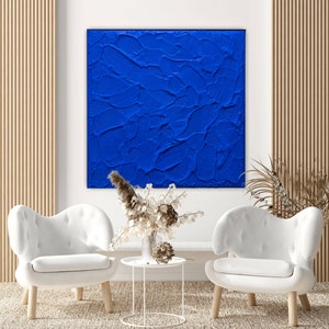 Vibrant Blue Painting Blue Textured 3d Art Minimalist Art Original ...
