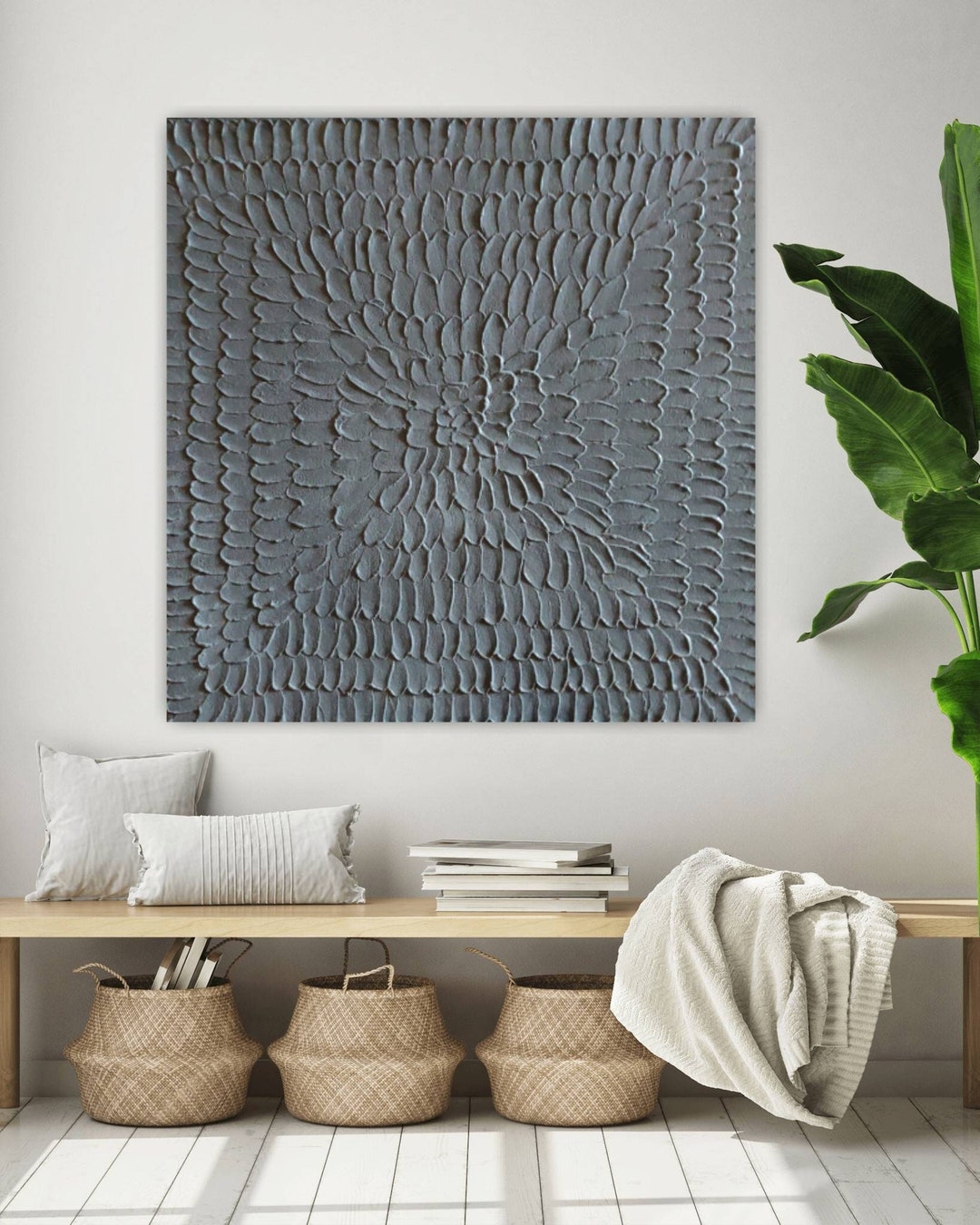 Original Abstract Art Gray Wall Art Sculptural Wall Art Canvas Wall Art ...