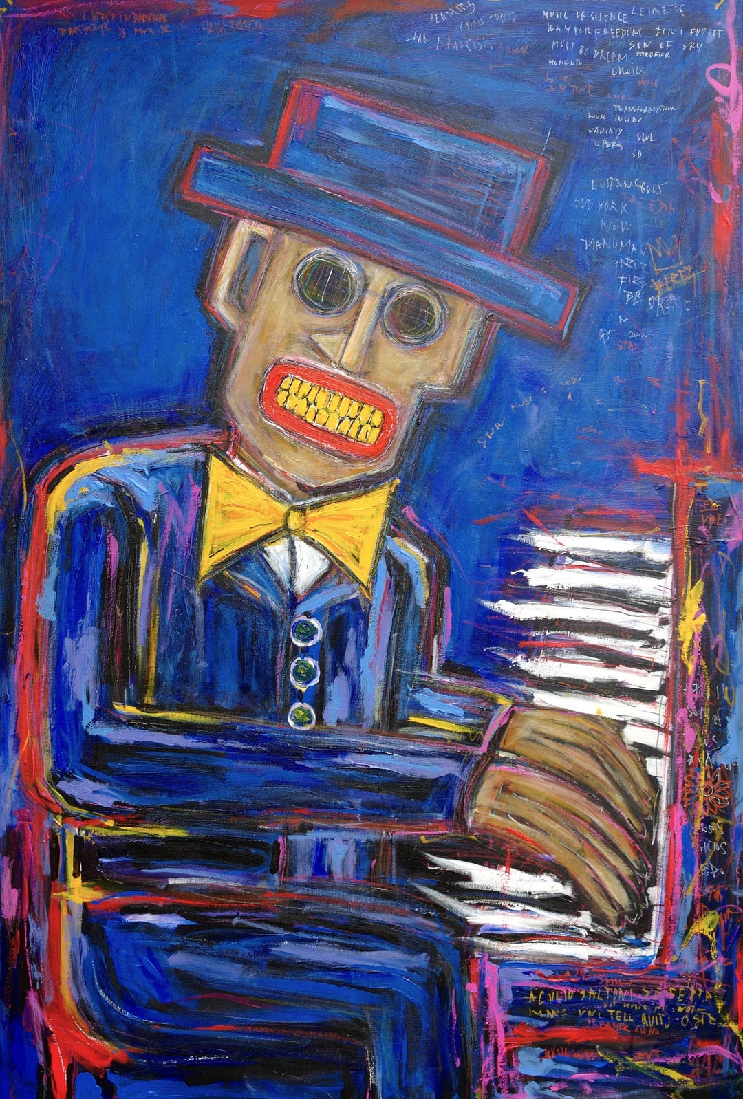 Pianist Painting Abstract Neo Expressionism Art Pianiast Outsider Art ...
