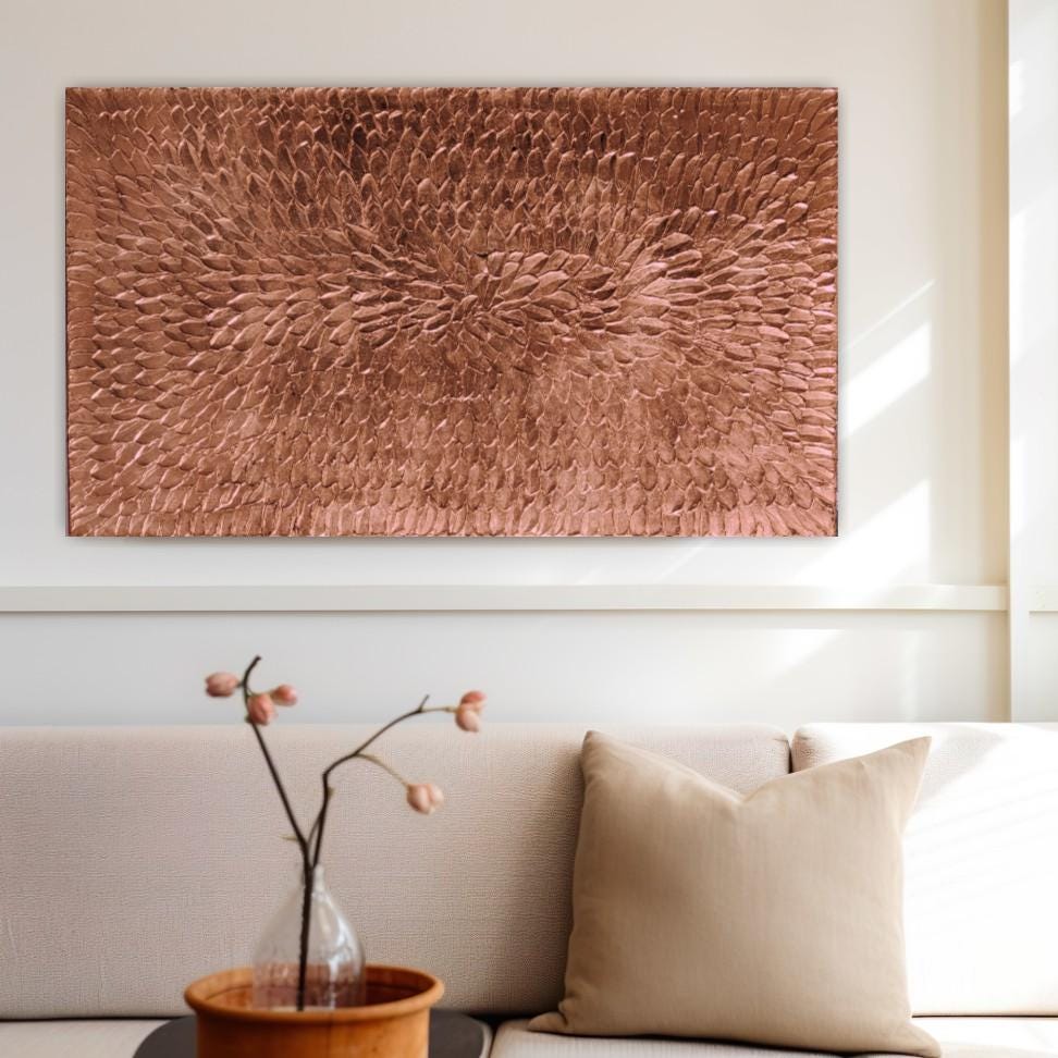 Large Copper Wall Art Handmade Textured Canvas Impasto Painting - Etsy