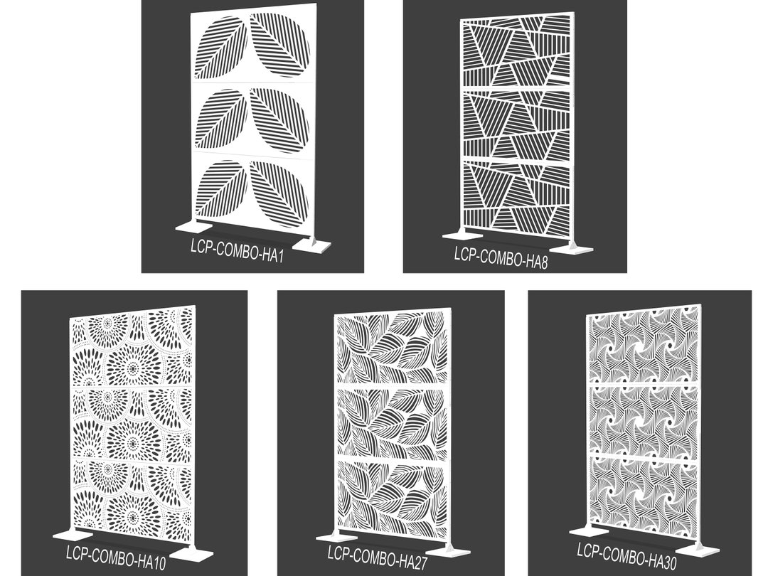 White Metal Privacy Screen, Laser Cut Decorative Steel Privacy Panel ...