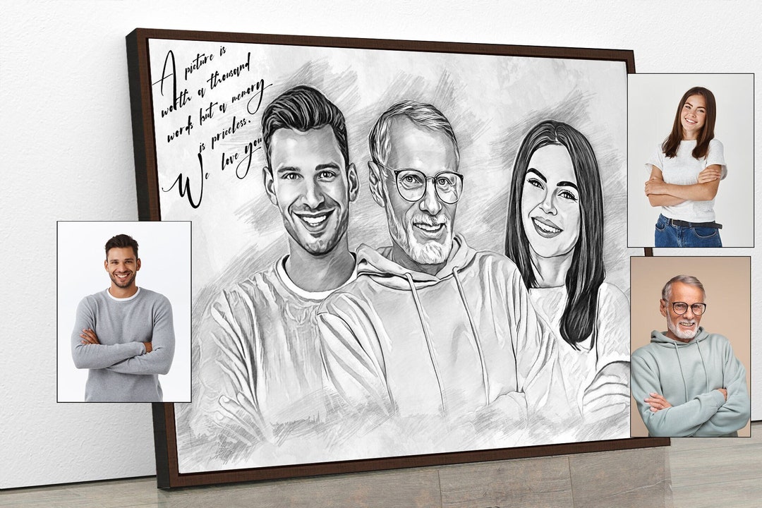 Custom Portrait From Photo Family Portrait Loss of Father Gift Custom ...