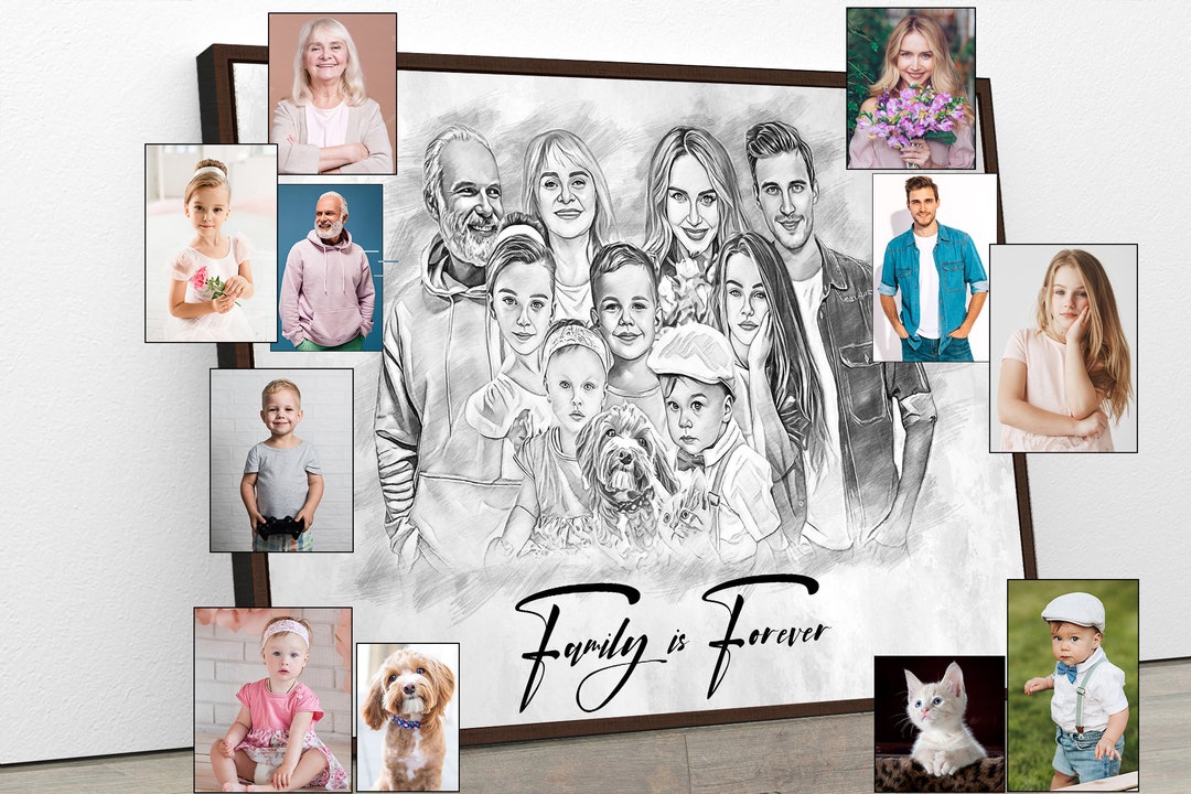 Realistic Merge of Different Photos on Canvas, Custom Family Memorial ...