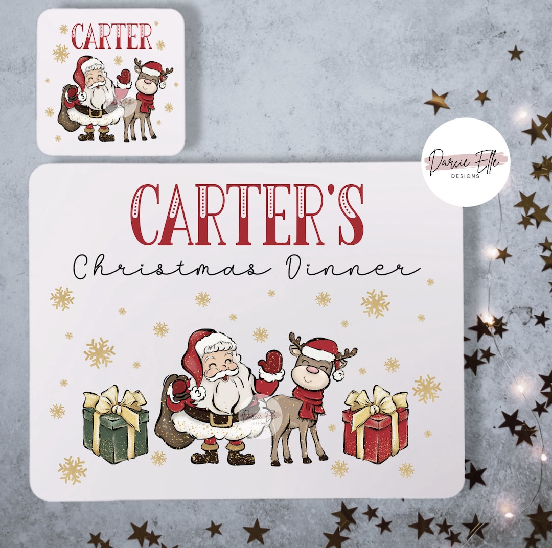 Personalised Christmas Placemat and Coaster Set | Matching Christmas ...
