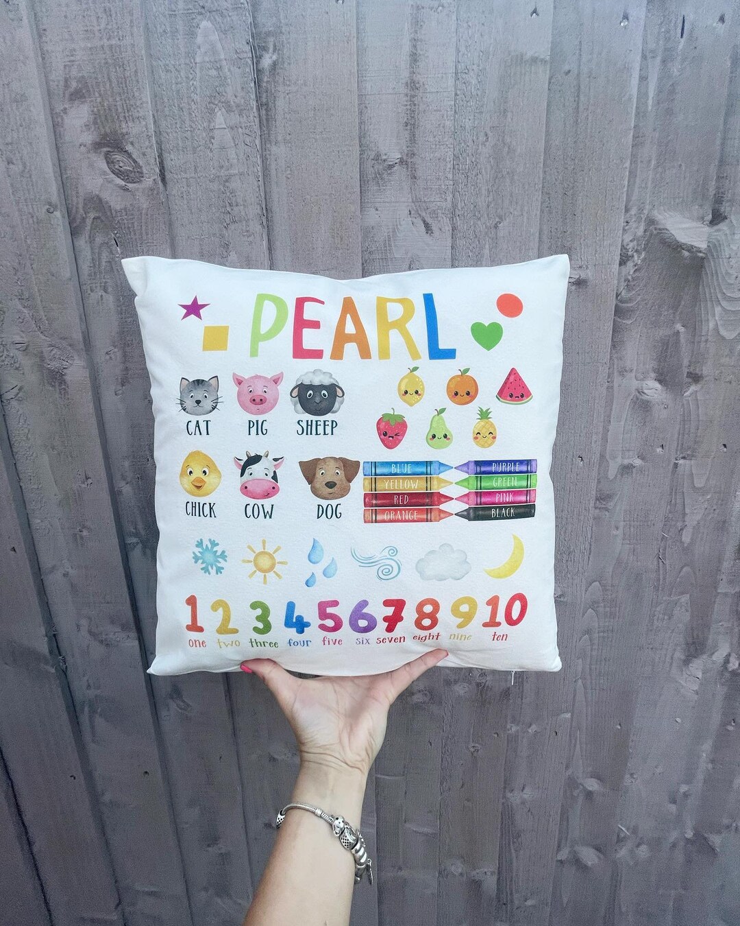 Personalized Learning Cushion: Numbers, Animals, Shapes - Etsy