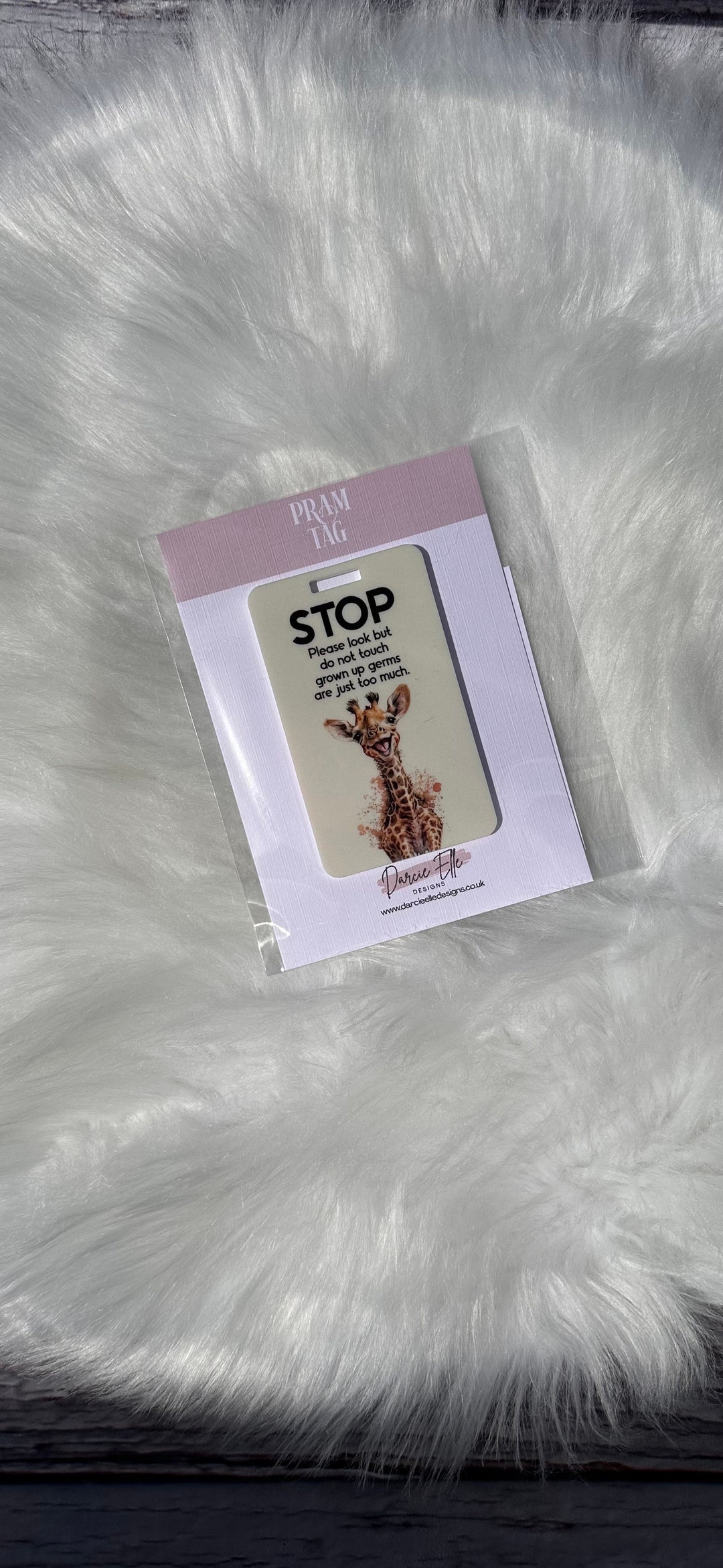 Giraffe Baby Pram Tag | Safety Tag | Newborn Gift | Please Do Not Touch ...