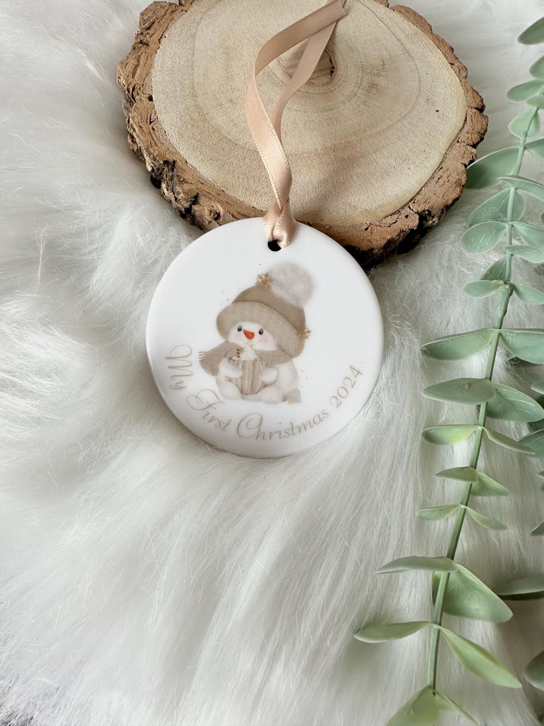 Personalised Snowman Christmas Bauble | Yearly Xmas Bauble | Ceramic ...