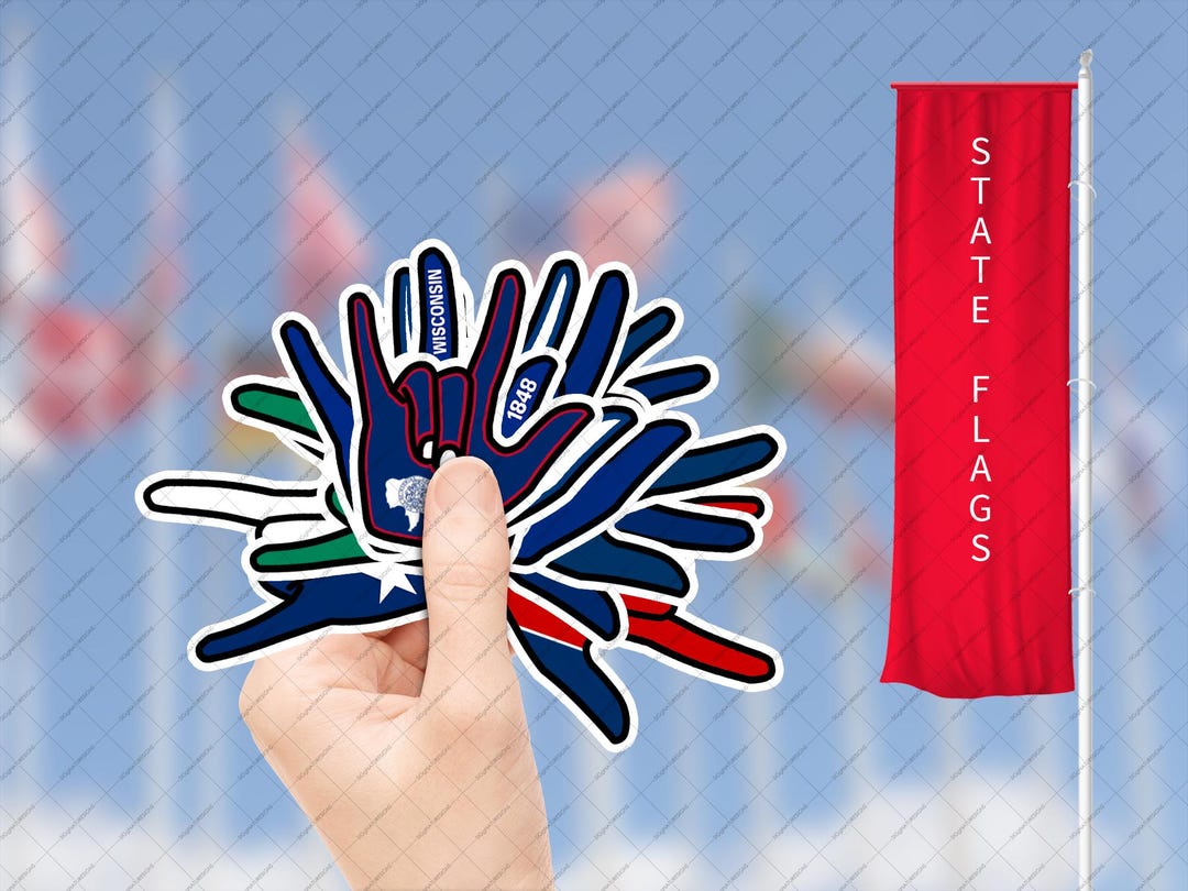 ASL State Flag Sticker - Sign Language Love & FLAG Vinyl Sticker ...