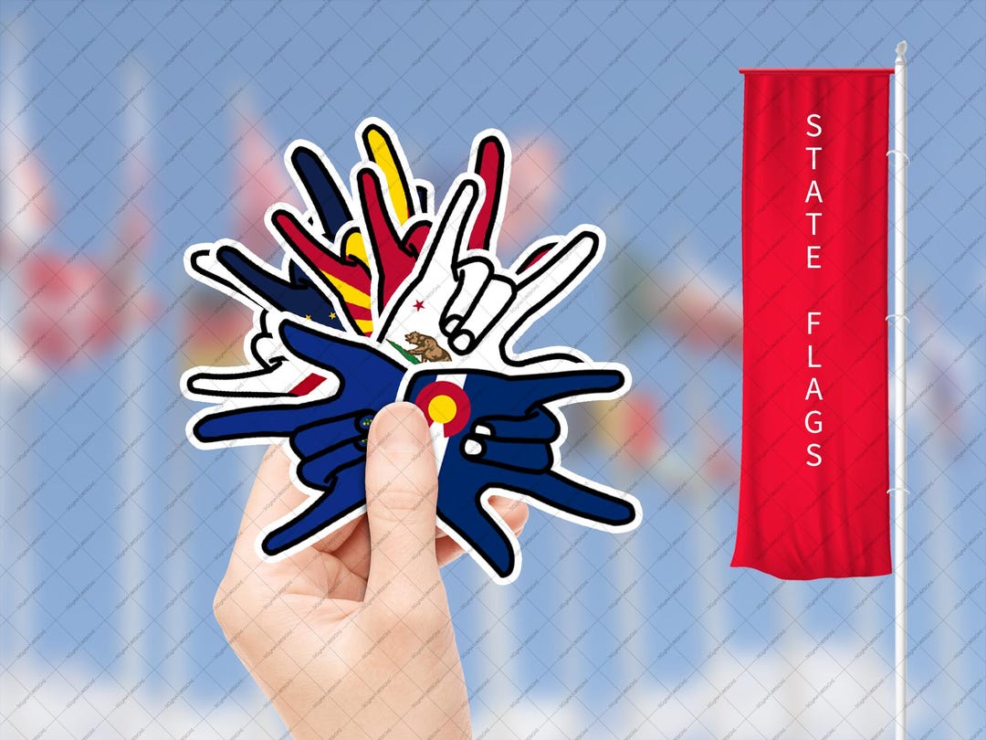 ASL State Flag Sticker, American Sign Language I Love You, Alabama Thru ...