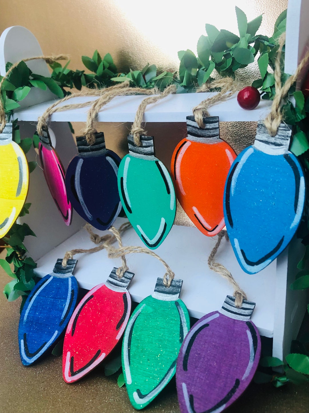 Christmas Light Bulb Shape Ornaments,light Bulb Cut Out, Wooden Cutout ...