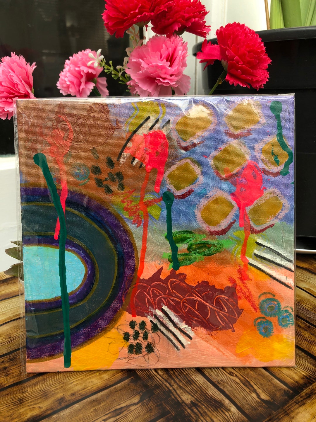 Square Canvas Board Abstract Art - Etsy