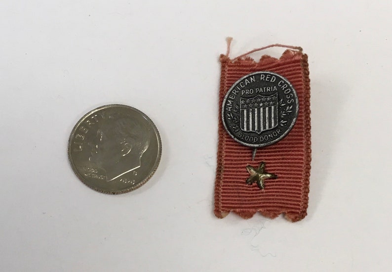 American Red Cross Blood Donor Pin From the 40’s on Red Ribbon ...