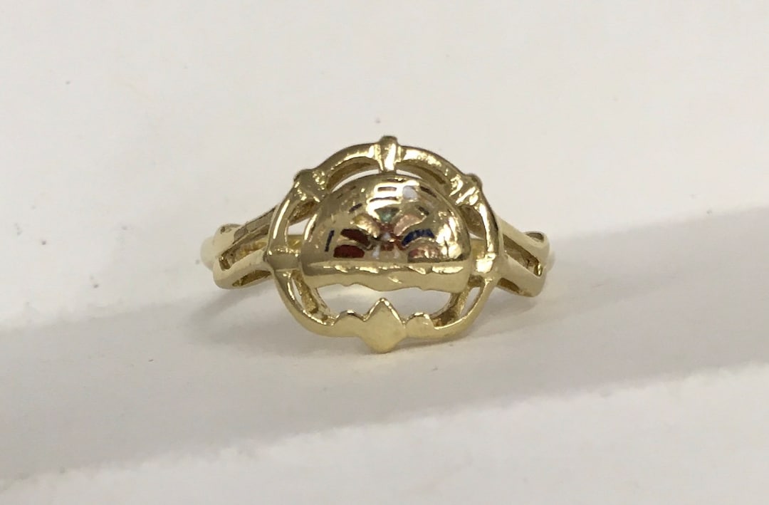 Rainbow Girls Ring in 10 Kt Yellow Gold - Etsy