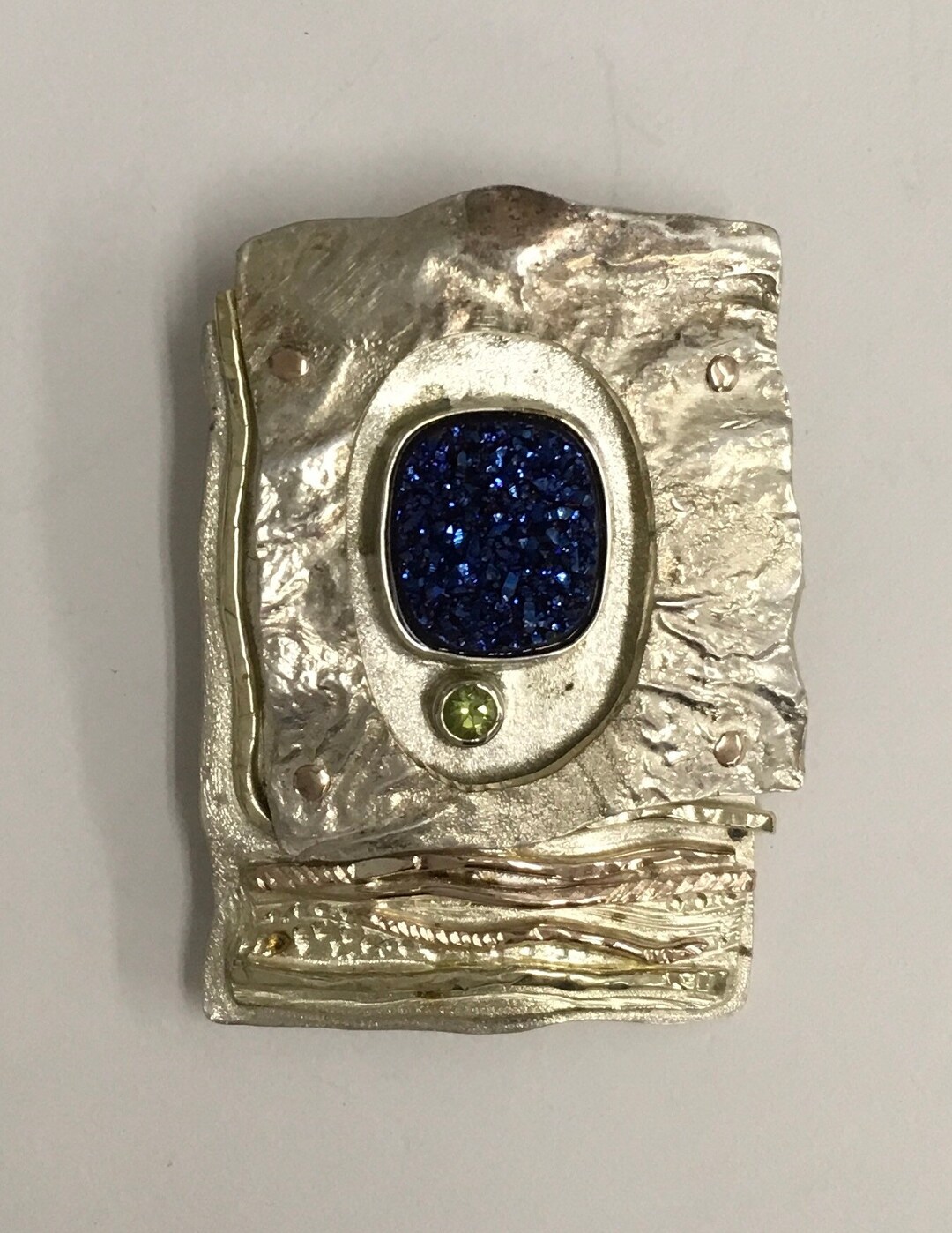 Titanium Plated Quartz and Peridot Set in Silver With Green and Rose ...