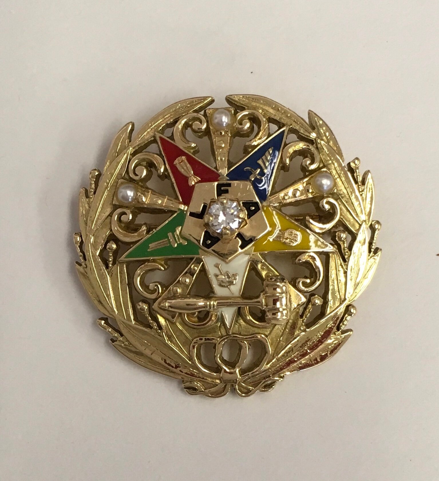 Eastern Star Past Matron/ Worthy Matron pin in 14 karat yellow gold ...