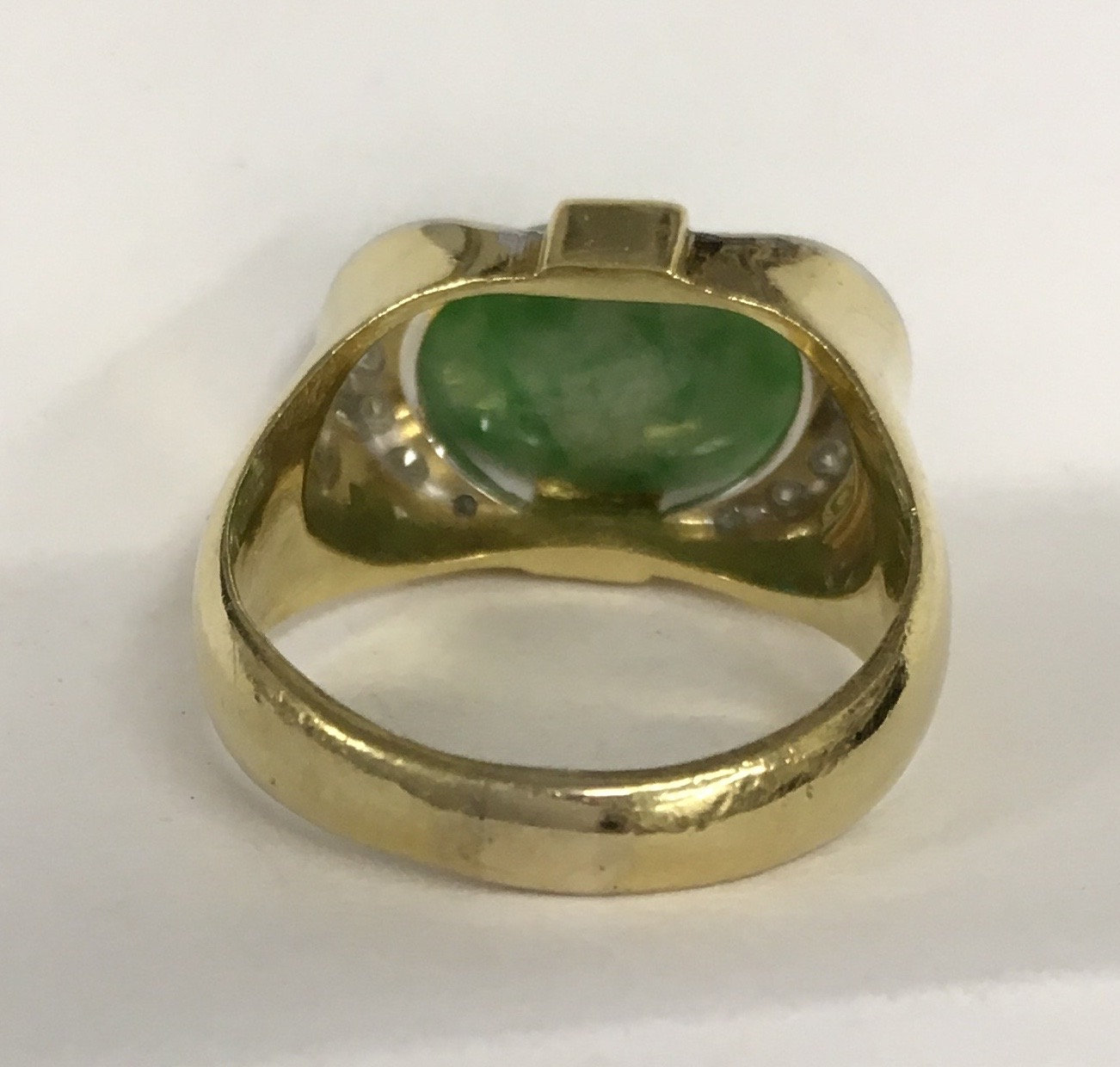 Jadeite Jade Ring With Small Diamonds in 18 Karat Yellow Gold - Etsy