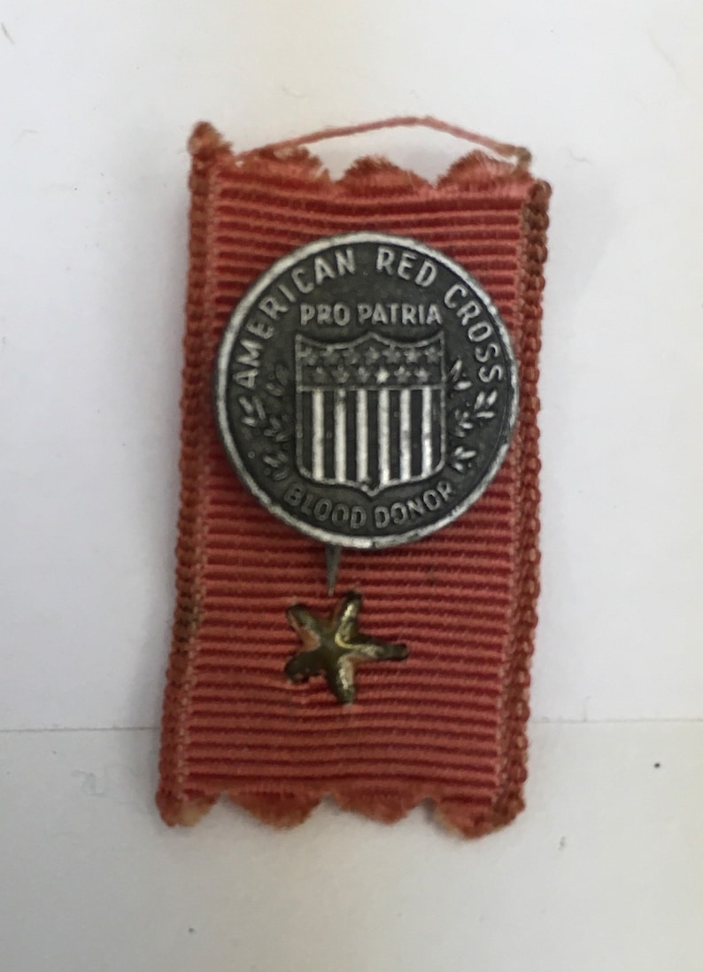 American Red Cross Blood Donor Pin From the 40’s on Red Ribbon ...
