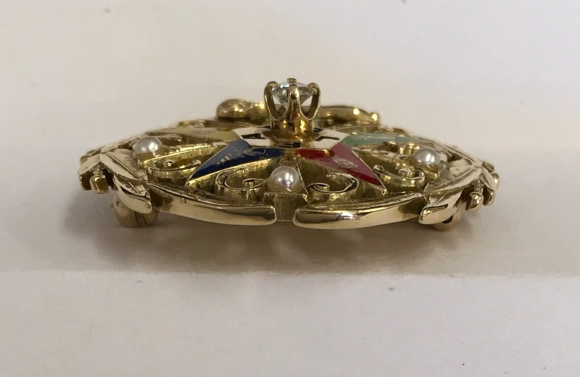 Eastern Star Past Matron/ Worthy Matron Pin in 14 Karat Yellow Gold ...