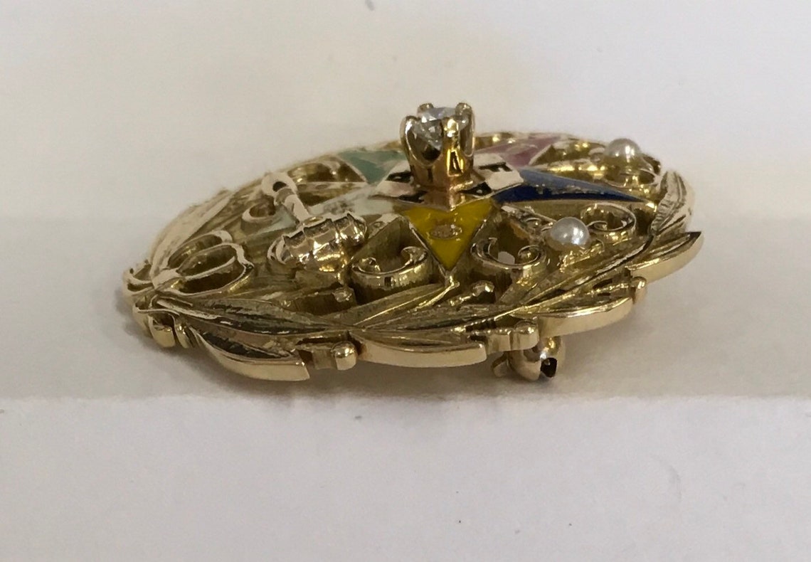 Eastern Star Past Matron/ Worthy Matron Pin in 14 Karat Yellow Gold ...