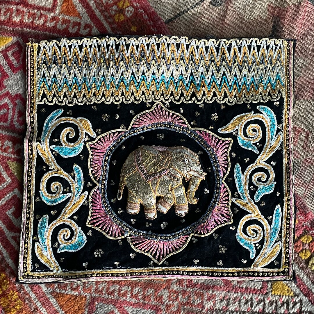 Vintage Kalaga Burmese Velvet Elephant Handmade Art - Etsy