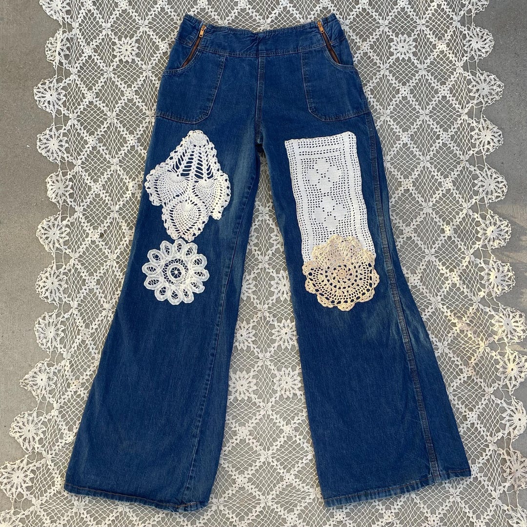 Vintage 70s Patchwork Bell Bottom Jeans - Etsy