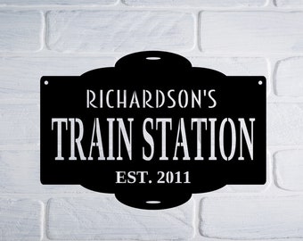 Custom Metal Train Station Sign - Etsy