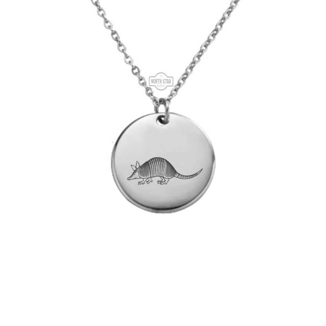 Armadillo Necklace - Wildlife Gold or Silver Minimalist Dainty Engraved ...