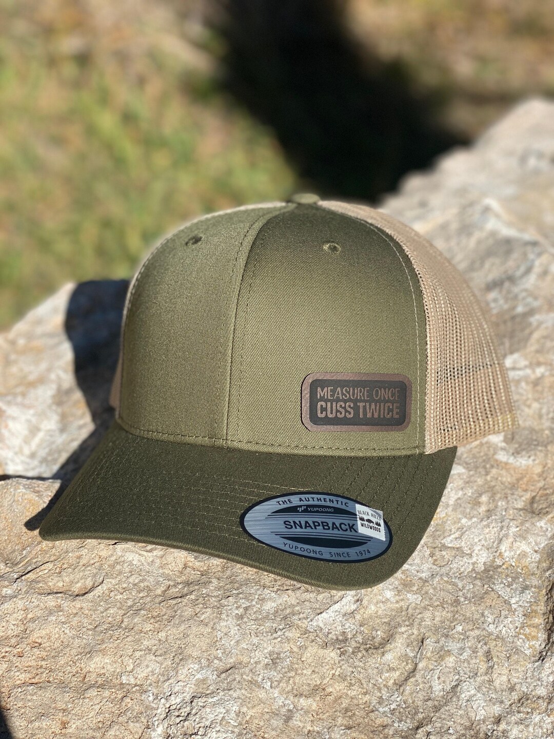 Measure Once Cuss Twice Hat Snapback Trucker – Engraved Patch Funny DIY ...