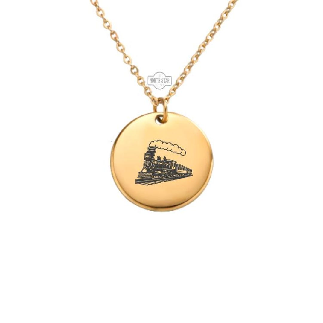 Train Necklace - Locomotive Railroad Gold or Silver Minimalist Dainty ...
