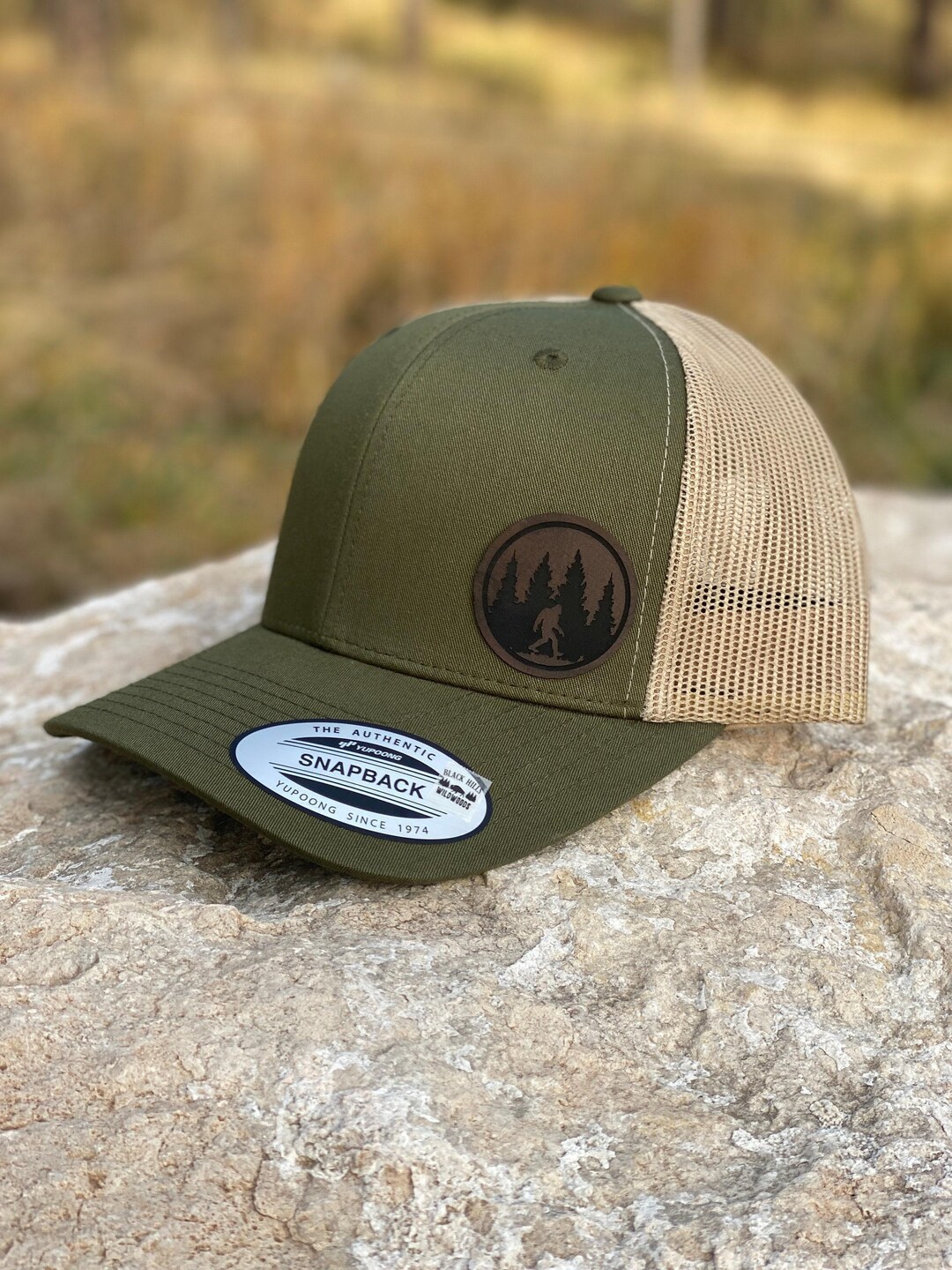Sasquatch Hat – Snapback Trucker Cap – Bigfoot Forest Design – Engraved ...