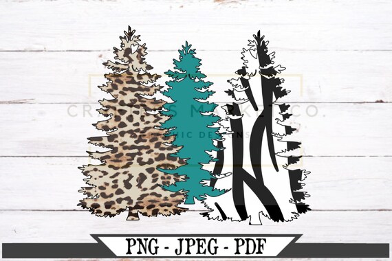 Christmas Tree Clipart Leopard Print and Zebra PNG Christmas | Etsy