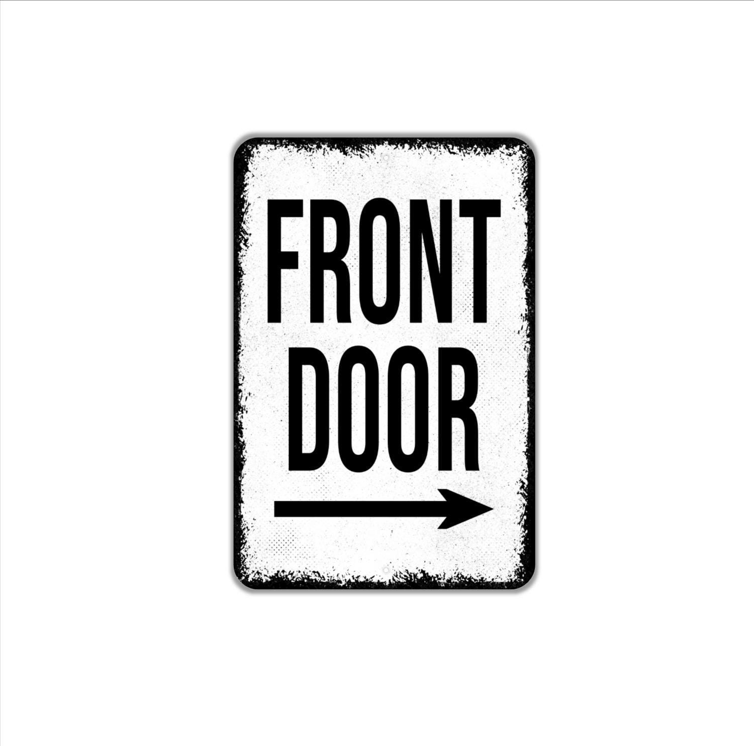 Front Door With Directional Arrow Sign Metal Wall Art or Canvas for ...