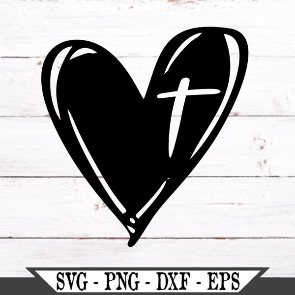 Heart With Cross Svg - Etsy