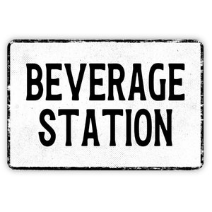 Beverage Station Sign - Metal Sign Wall Art - Distressed Vintage Style ...