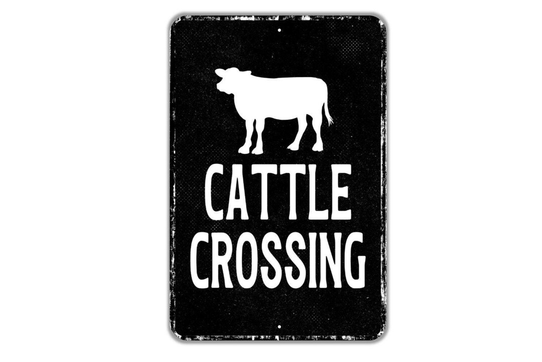 Cattle Crossing Sign Metal Wall Art or Vinyl Sticker for Farm, Ranch ...