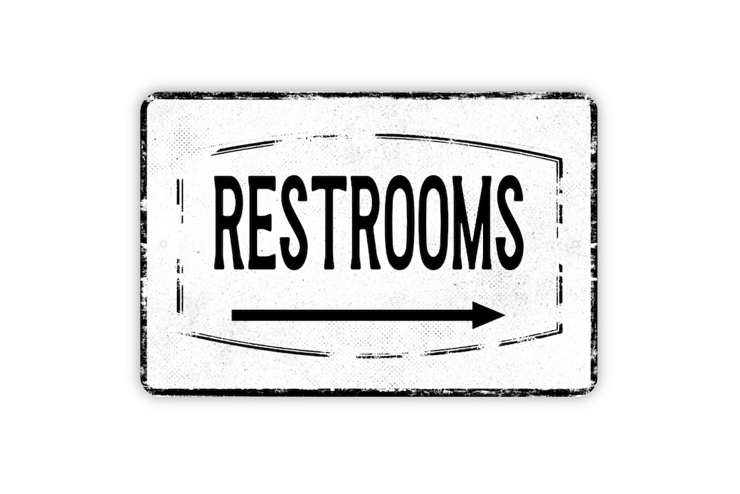 Restrooms With Directional Arrow Sign Bathroom This Way Metal Sign Wall