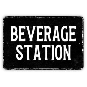 Beverage Station Sign - Metal Sign Wall Art - Distressed Vintage Style ...