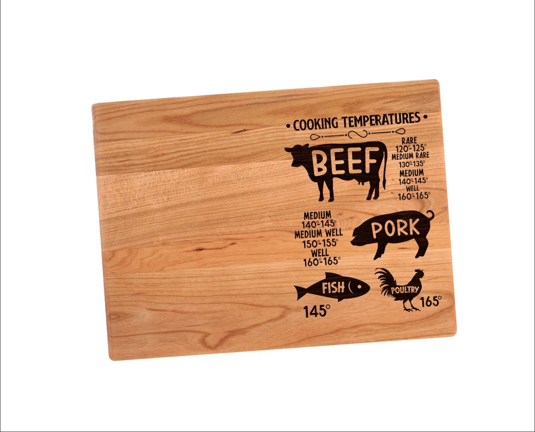 Cooking Meat Temperatures Cutting Board | Beef Fish Pork Poultry ...