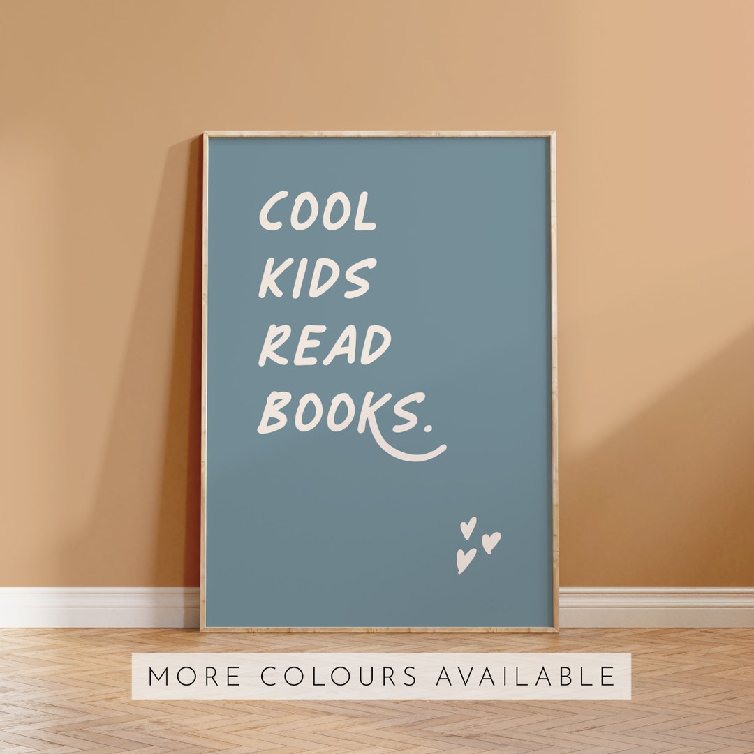 Cool Kids Read Books Kids Bedroom Wall Art Kids Poster for Boys and ...