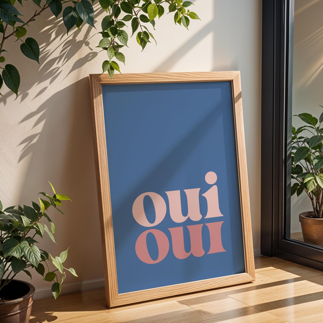 Oui Oui Blue - Bathroom Wall Art Print | Home Decor, Typography Poster ...