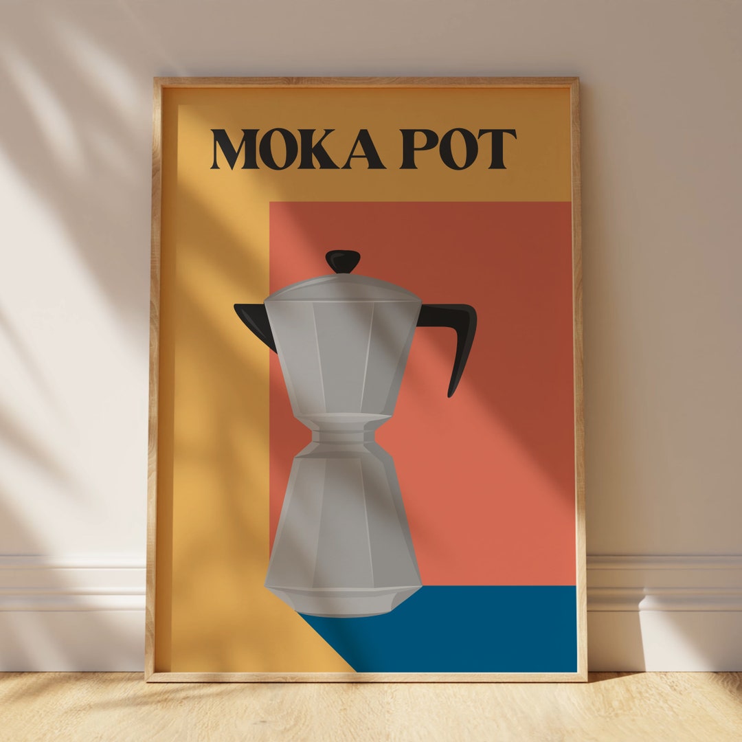 Moka Pot Coffee Poster Wall Art Print Home Decor for Kitchen, Retro ...