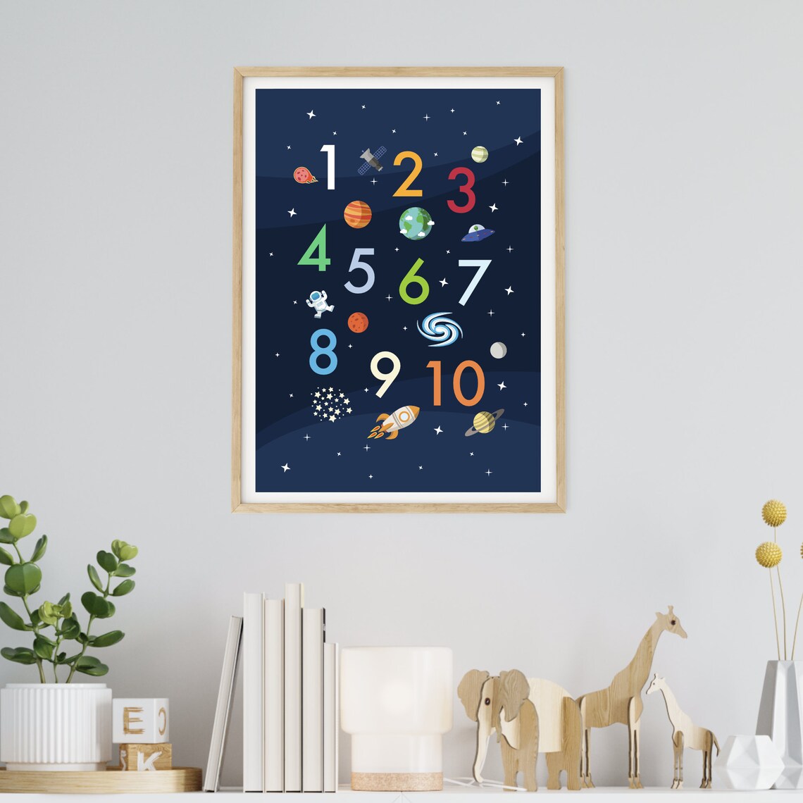 Outer Space Numbers Kids Art Print kids playroom wall art | Etsy