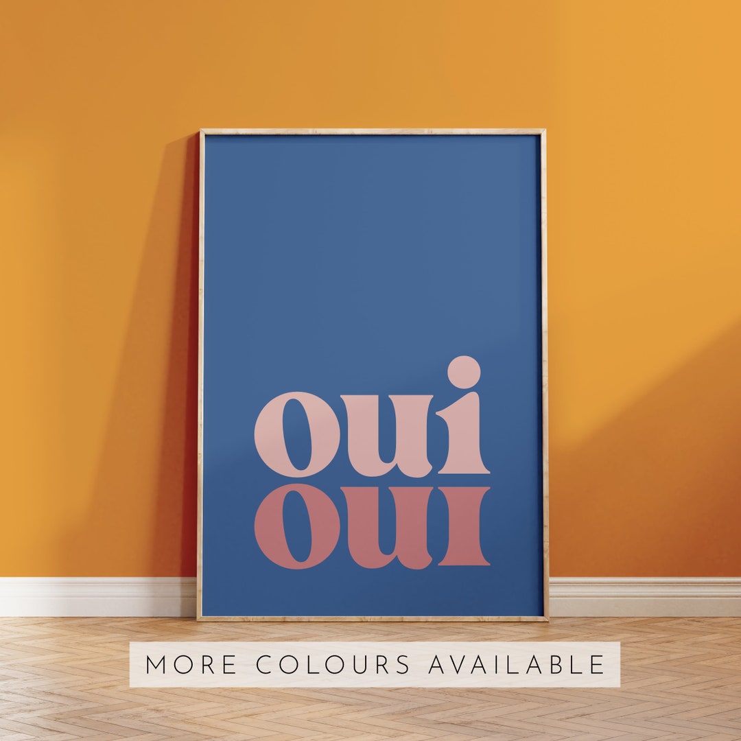 Oui Oui Blue Bathroom Wall Art Print Home Decor, Typography Poster ...