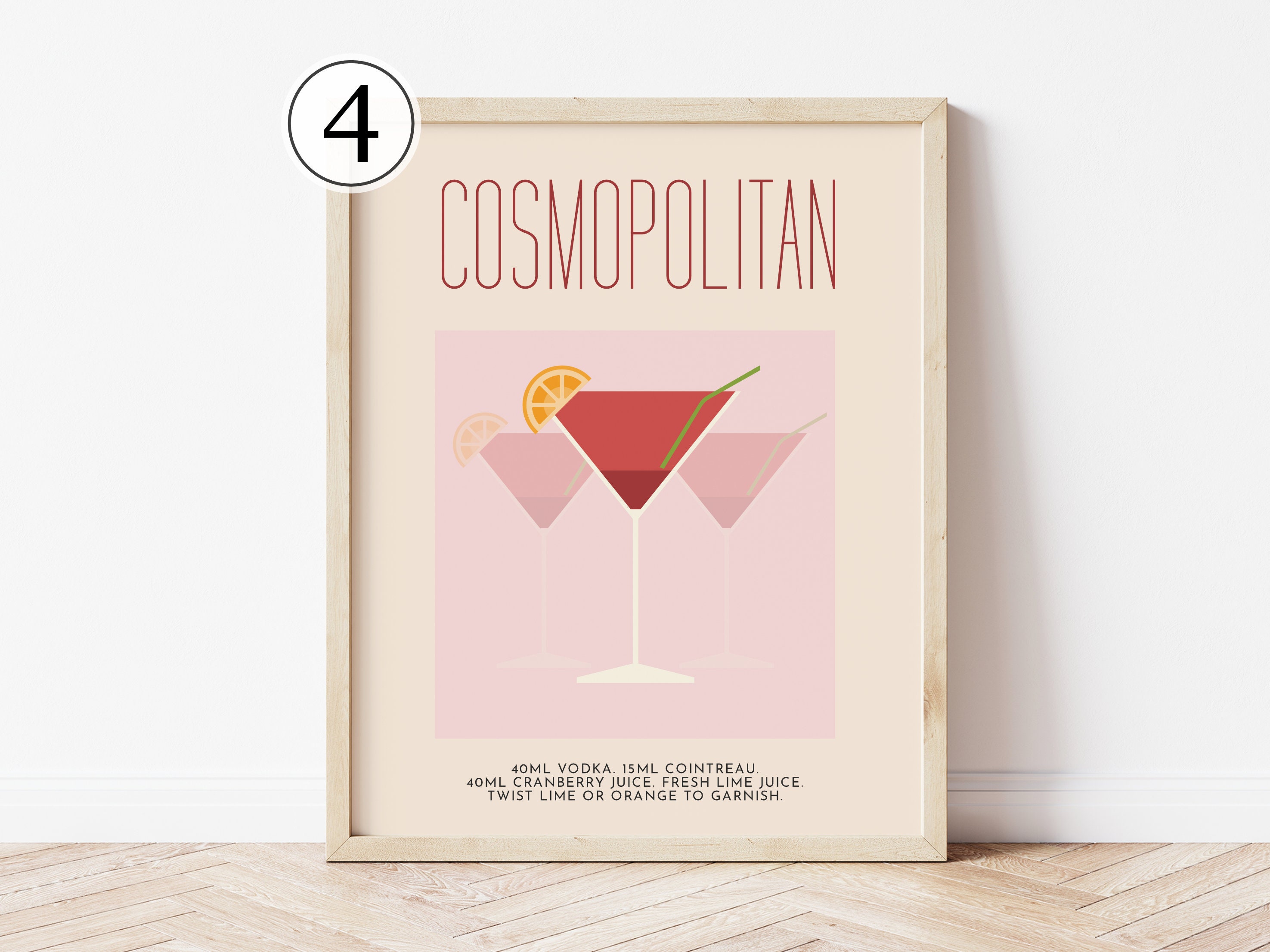 Retro Cocktail Print Set - Classic Vintage Bar Recipe Art, Retro Poster ...